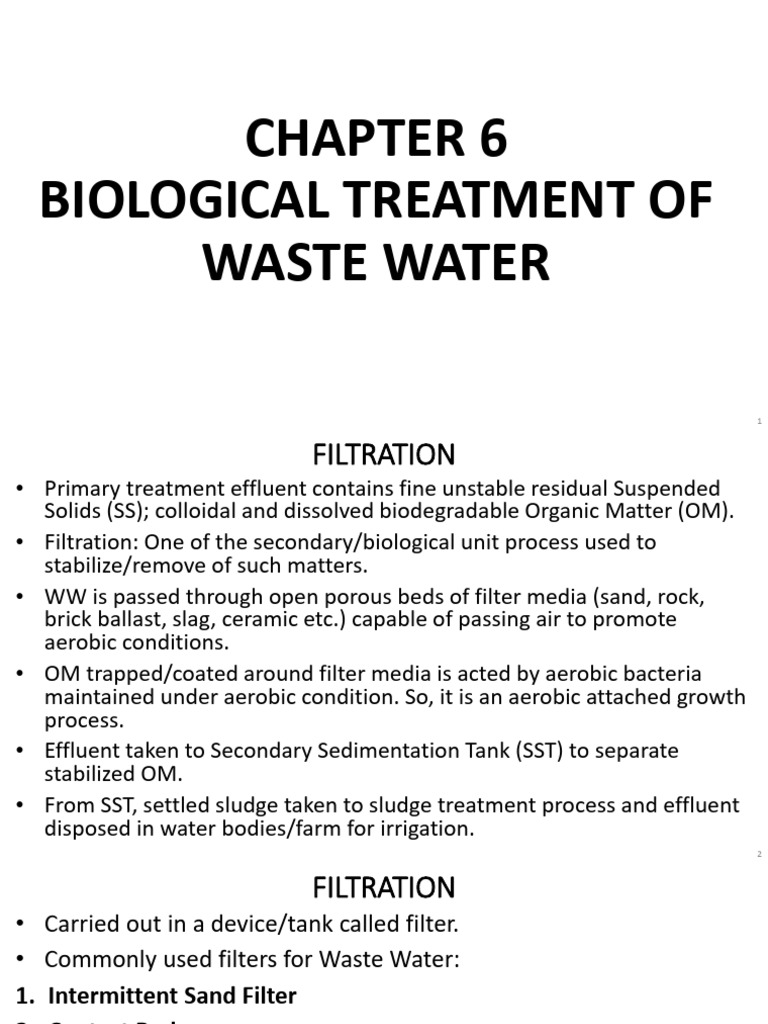 Chapter 6 Biological Treatment of Waste Water - Sewage Filtration | PDF | Filtration | Sewage ...