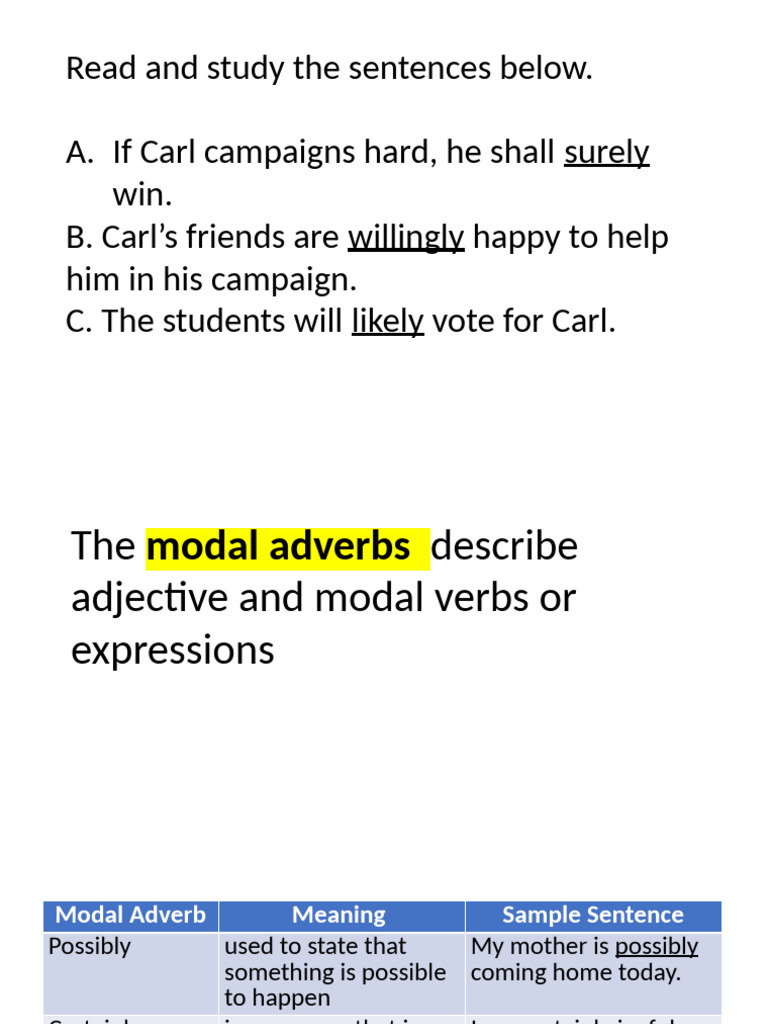 Lesson3 Modal Adverbs | PDF | Adverb | Semantic Units