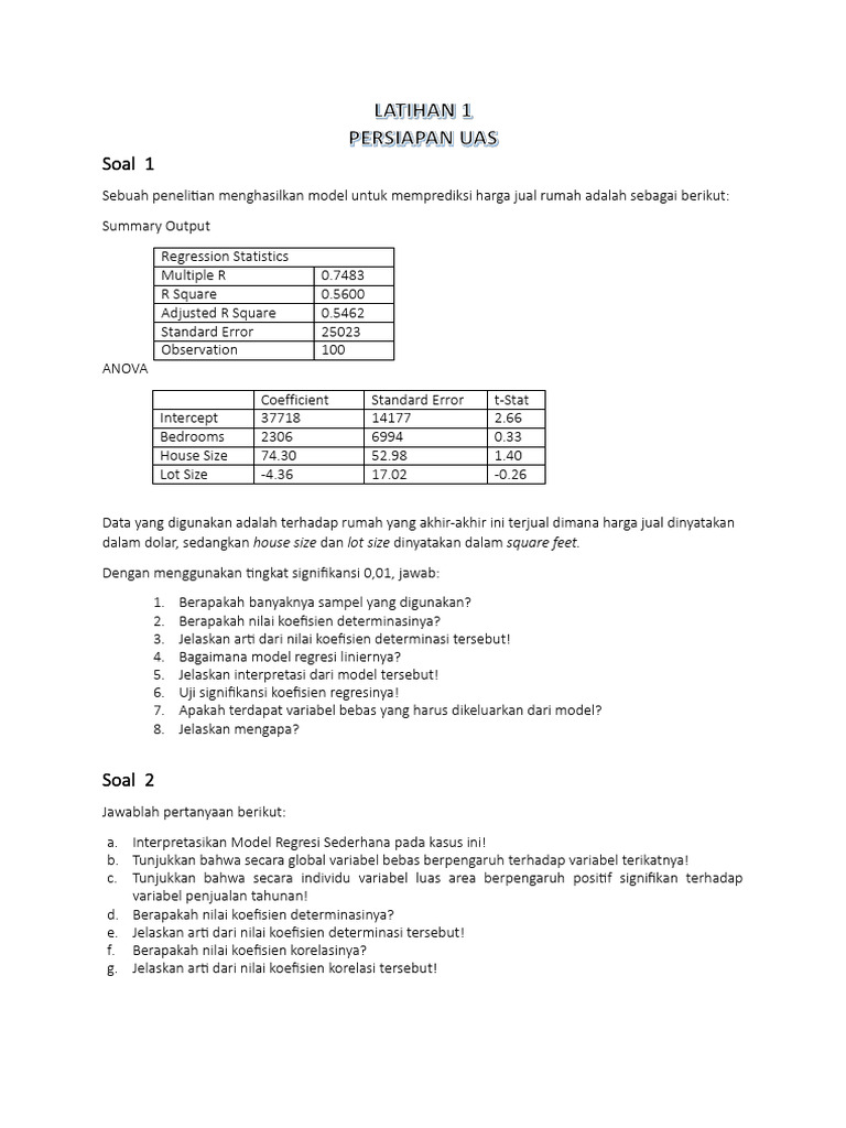 Latihan 1 Persiapan Uas | PDF