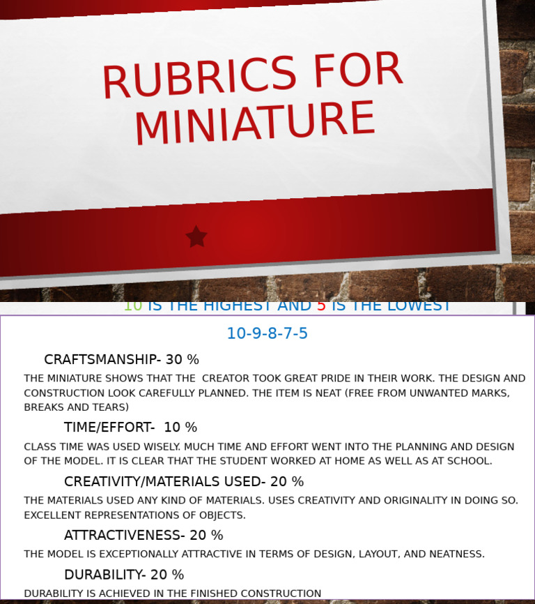 Rubrics For Miniature | PDF