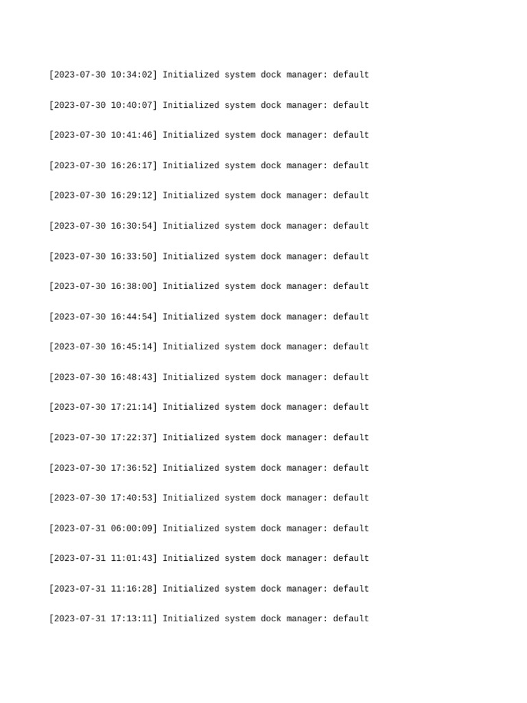 System Dock Manager Initialization Logs | PDF