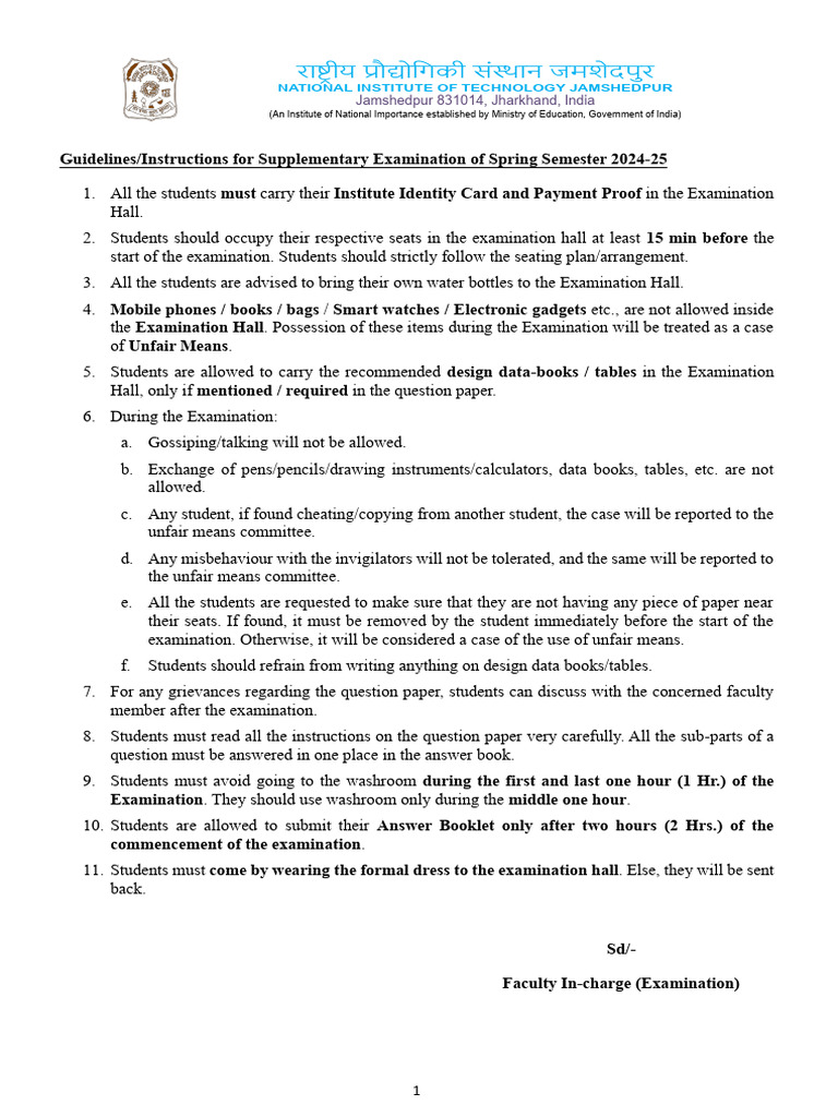 Guidelines, Instructions, Seating Arrangement and Seat Plan For ...