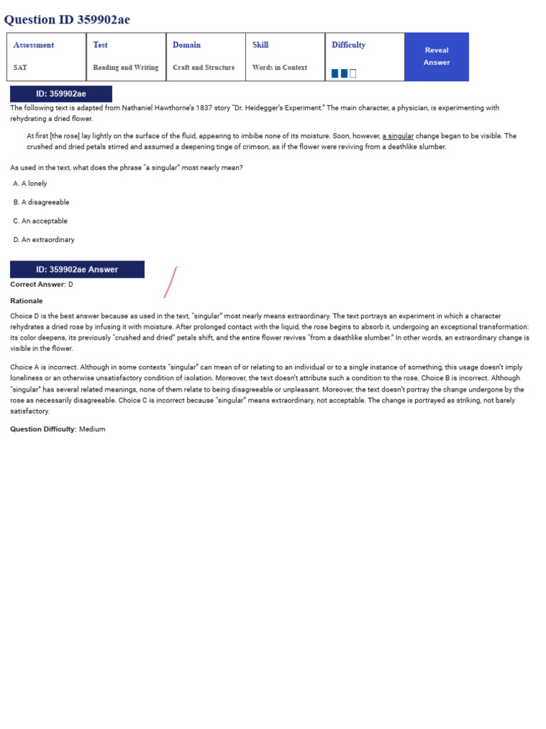 SAT Suite Question Bank - Craft & Structure (With Answers) | PDF ...