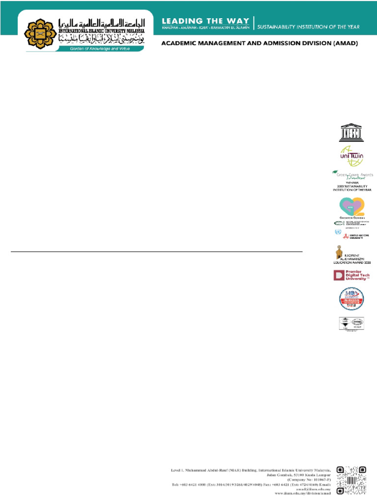 IIUM Student Certification Document | PDF
