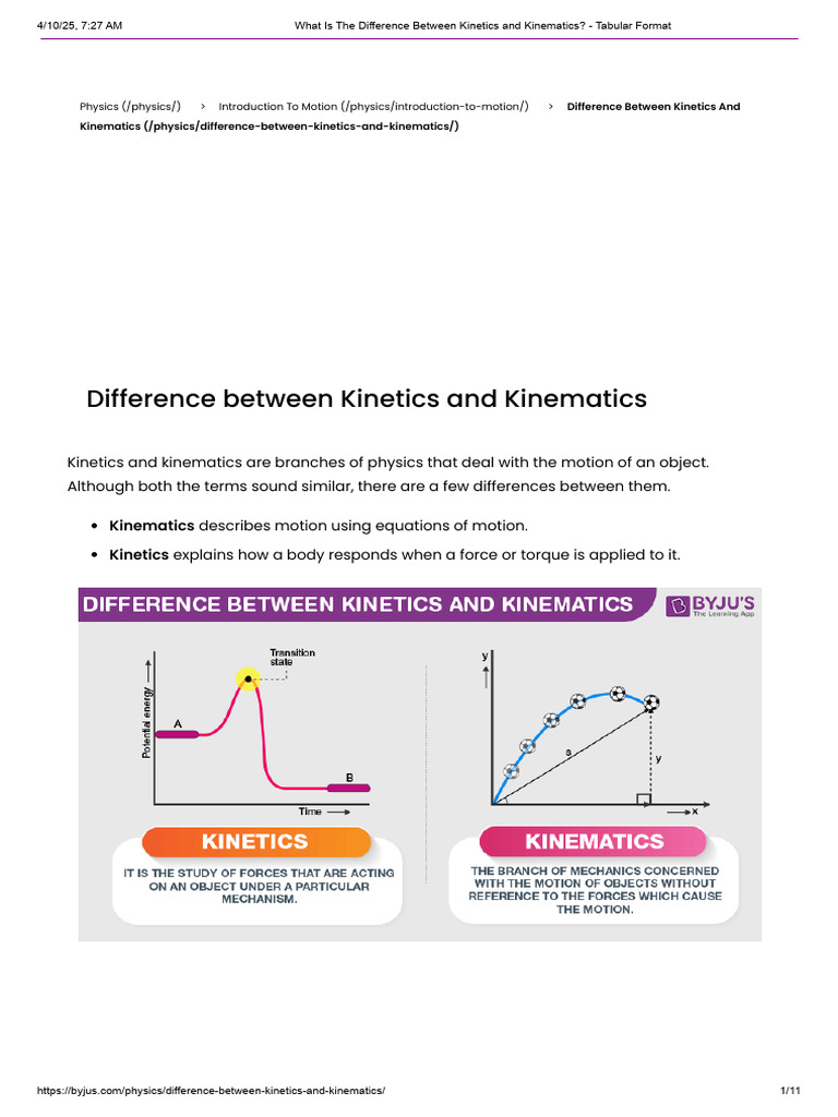 Kinetics vs Kinematics Explained | PDF | Classical Mechanics | Force
