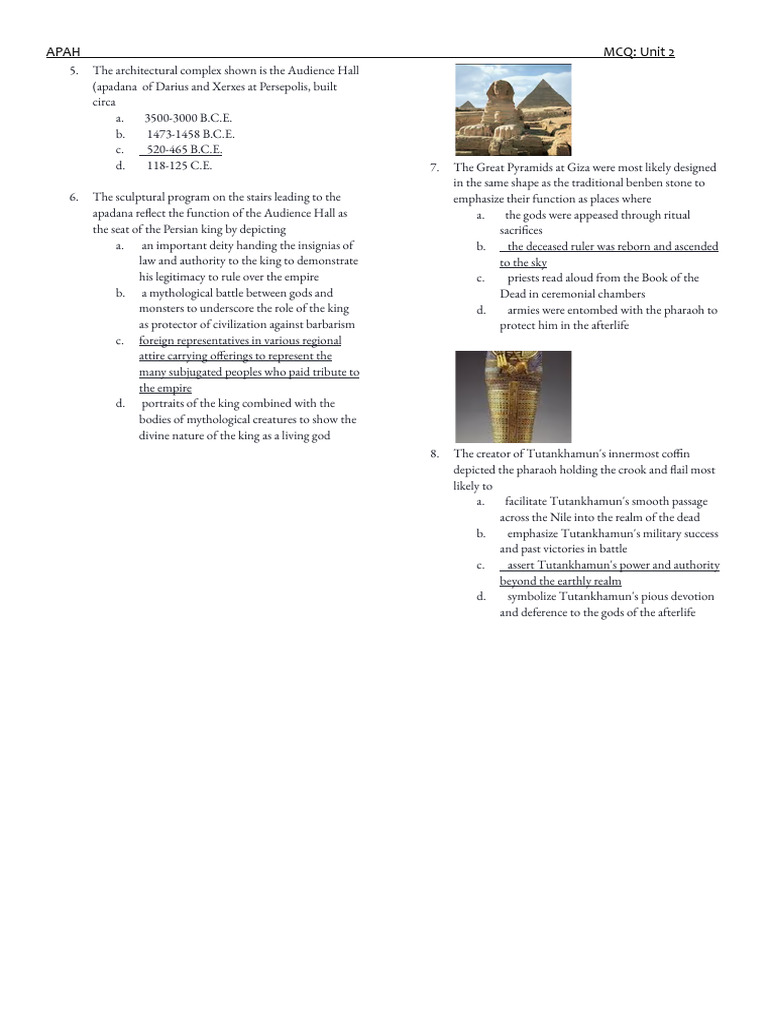 AP Art History Unit 2-2 | PDF | Pharaoh | Ancient Asia