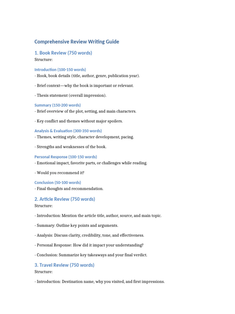 Review Writing Guide | PDF