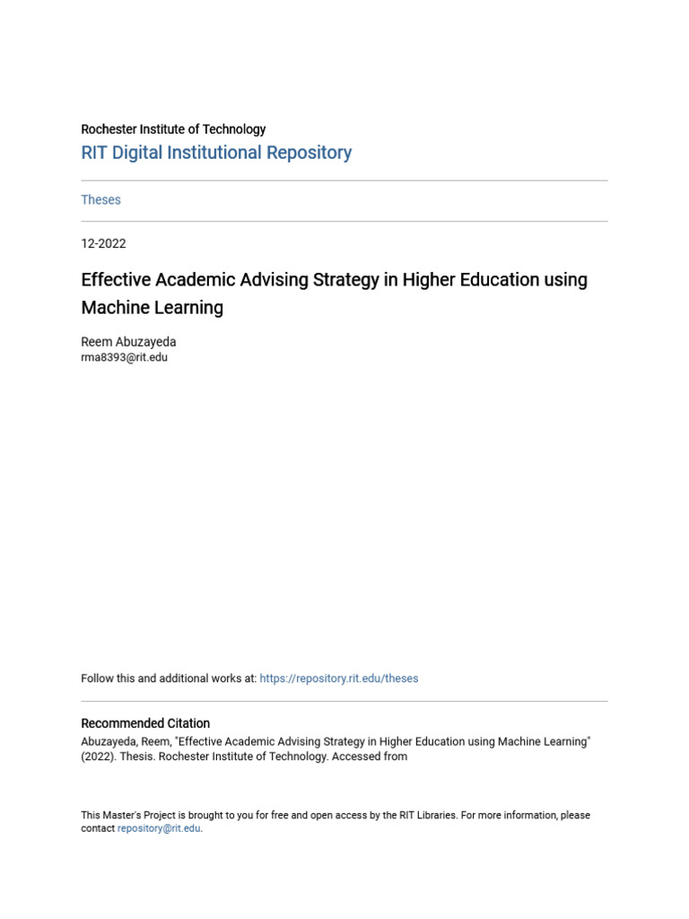 Machine Learning for Academic Advising | PDF | Employee Retention ...