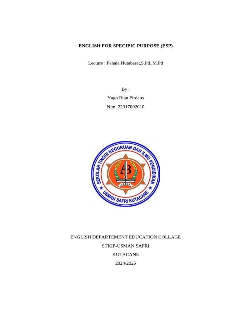 English For Specific Purpose | PDF | Learning | Pedagogy