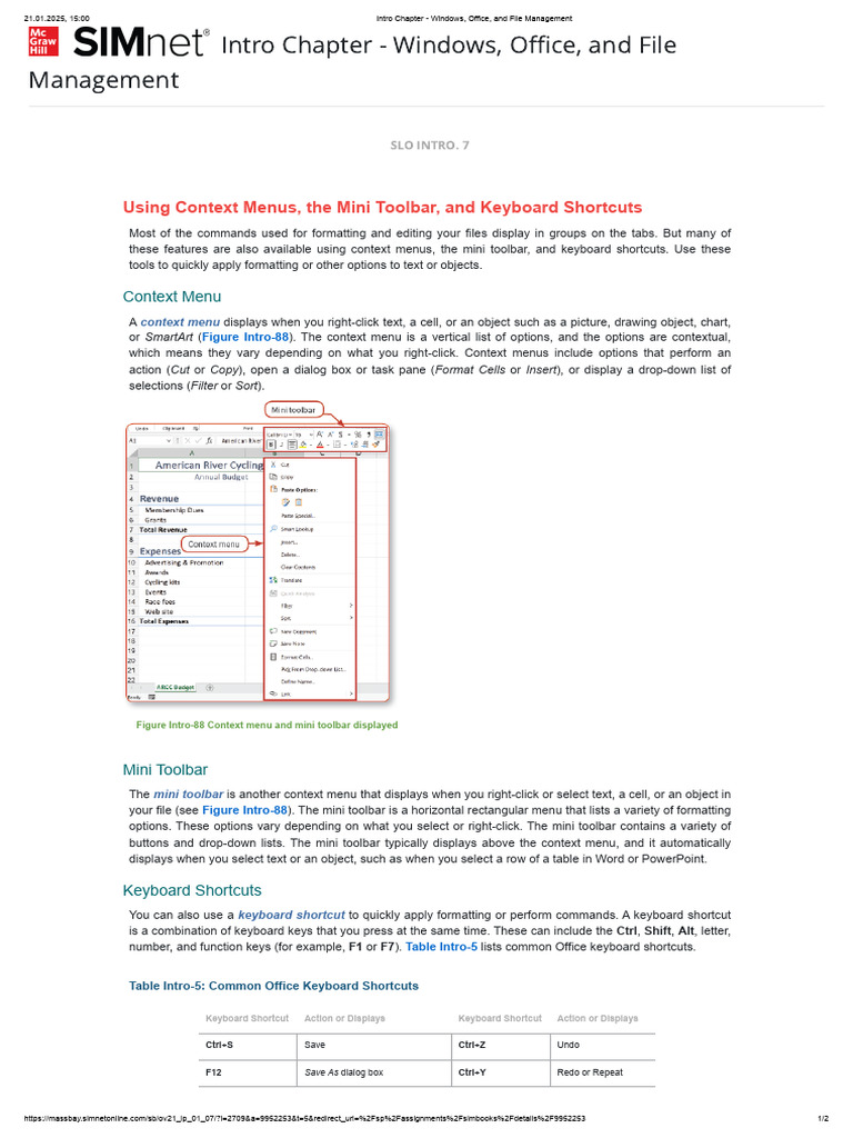 Using Context Menus and Shortcuts | PDF | Keyboard Shortcut | Computer ...