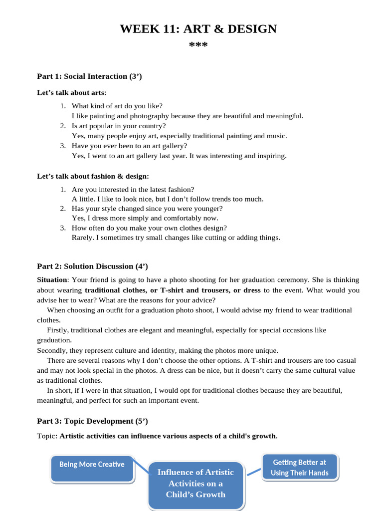 Unit 9 - Art and Design Speaking Handout | PDF | Clothing | Fashion