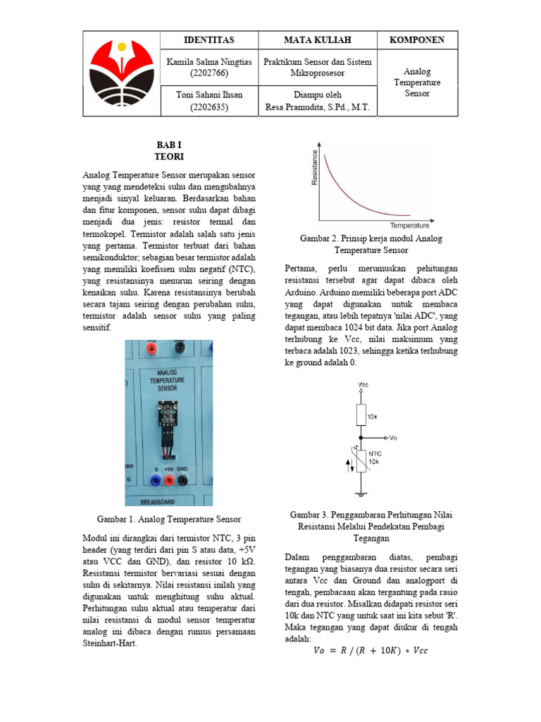 Praktikum Sensor Suhu Analog Arduino | PDF