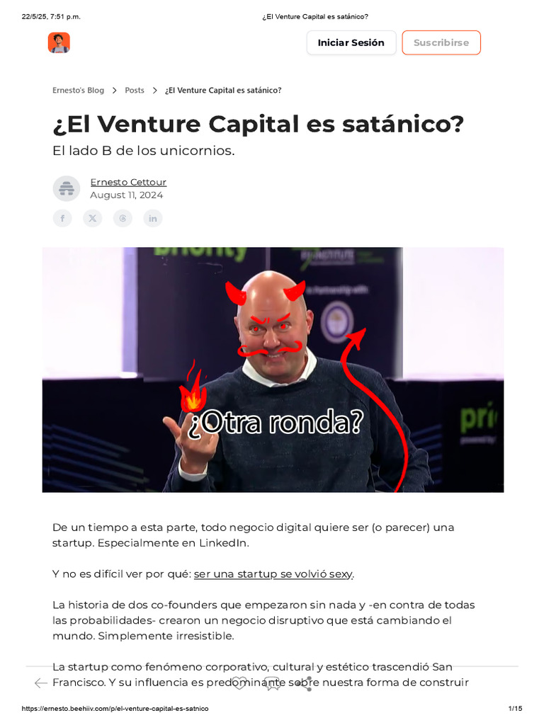 ¿El Venture Capital Es Satánico | PDF | Empresa de inicio | Pequeñas empresas y emprendedores
