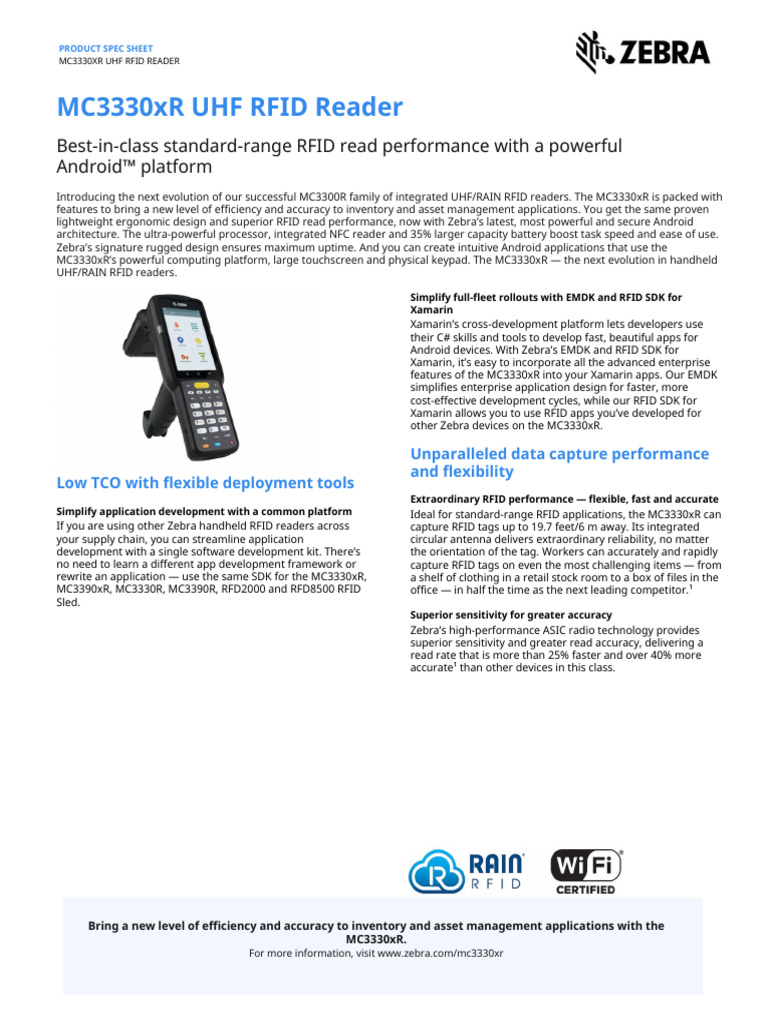 Mc3330xr Spec Sheet en Us | PDF | Radio Frequency Identification | Ieee ...