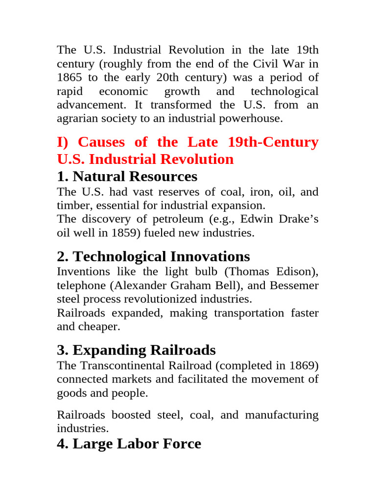 Industrial Revolution Summary | PDF | The United States | Competition Law