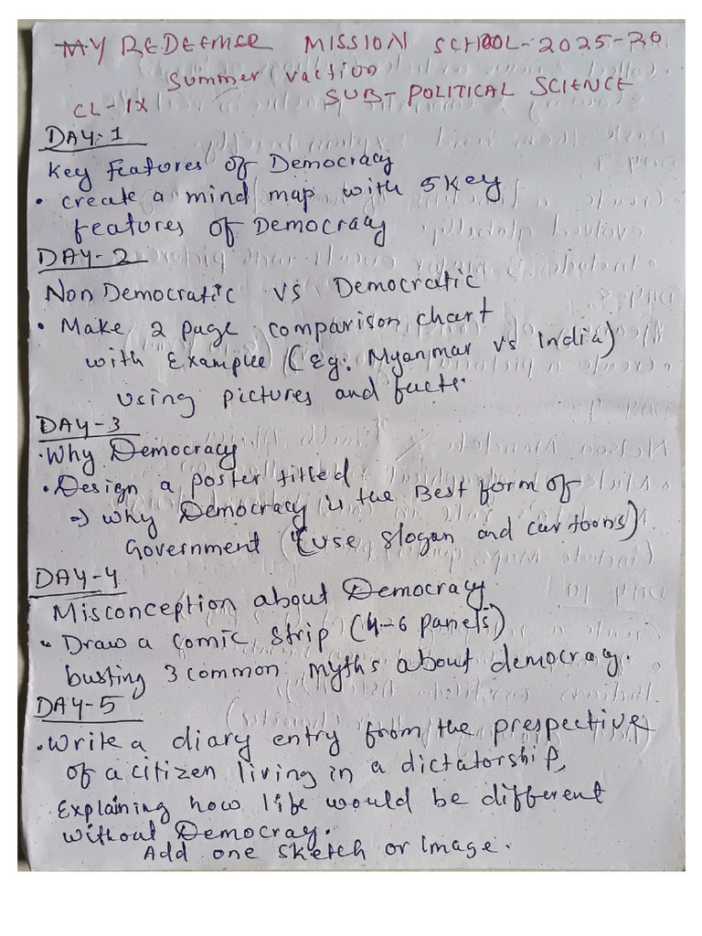 Political Science Class 9 H HW | PDF