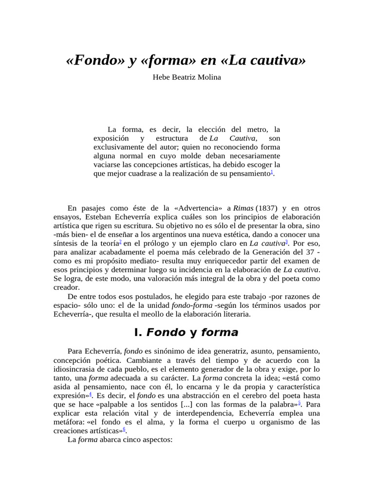 Fondo y forma en La cautiva de Echeverría | PDF | Metro (poesía) | Poesía