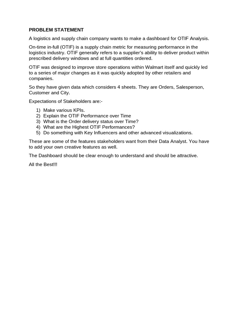 Logistics Problem Statement | PDF