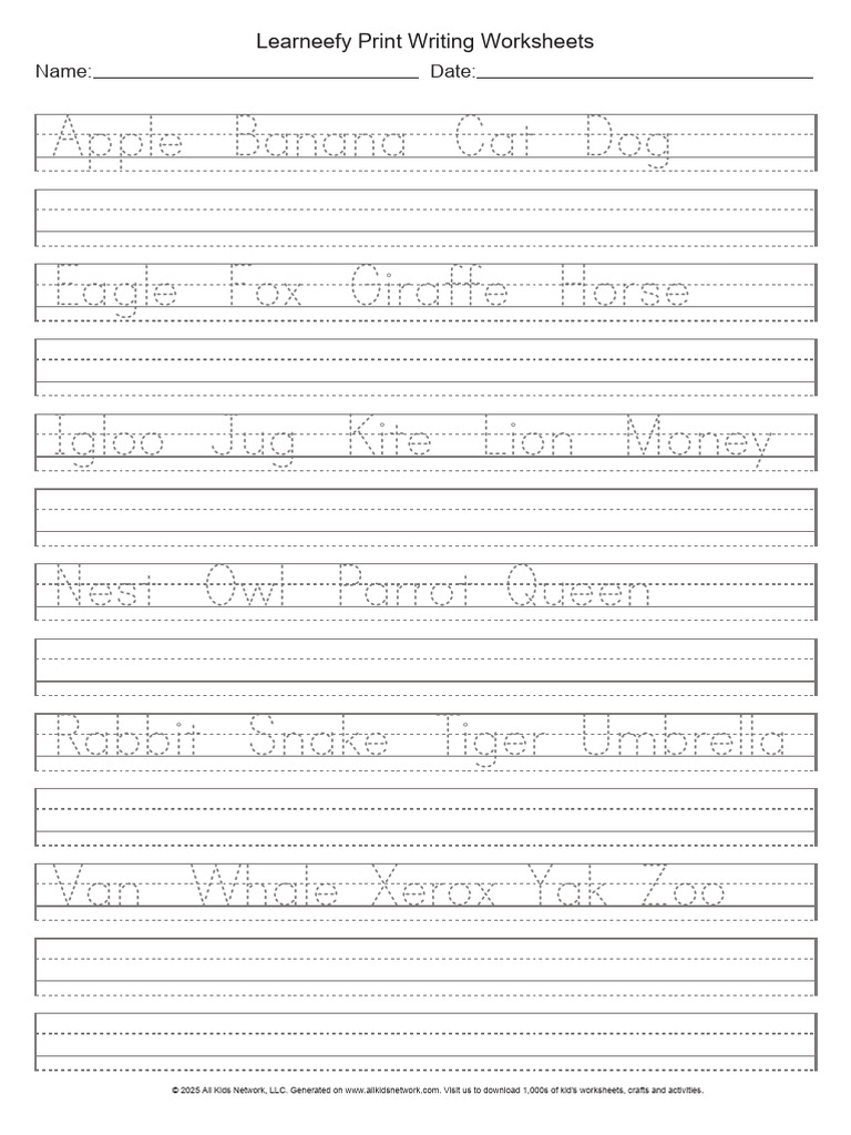Kindergarten Writing Worksheets | PDF