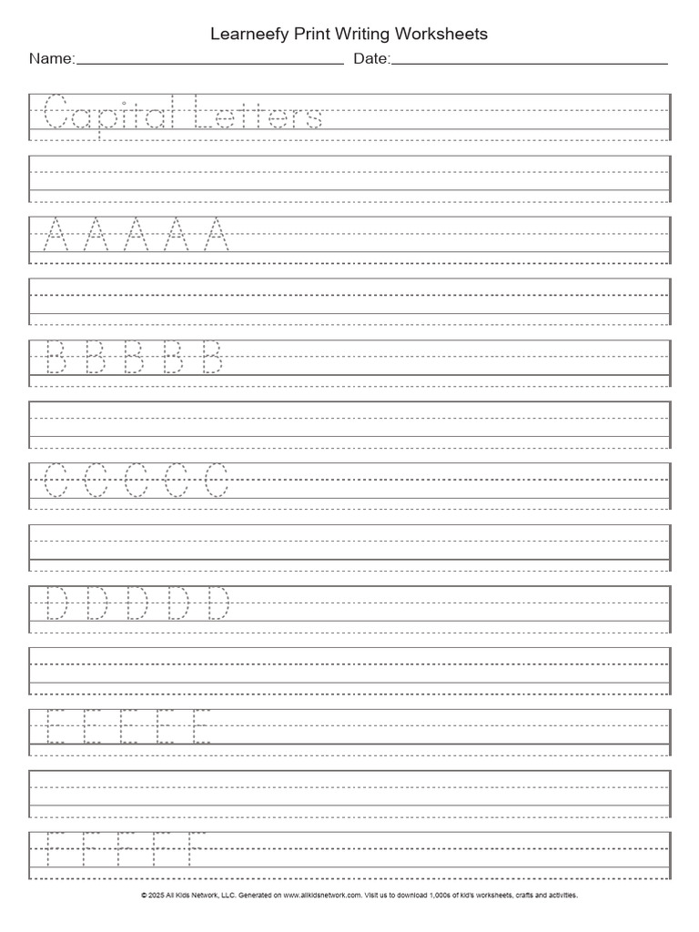Capital Letters Writing Practice | PDF