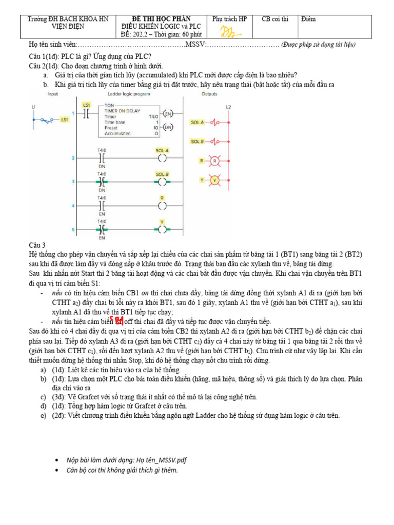 Thi ĐKLG PLC 20202 - 2 | PDF
