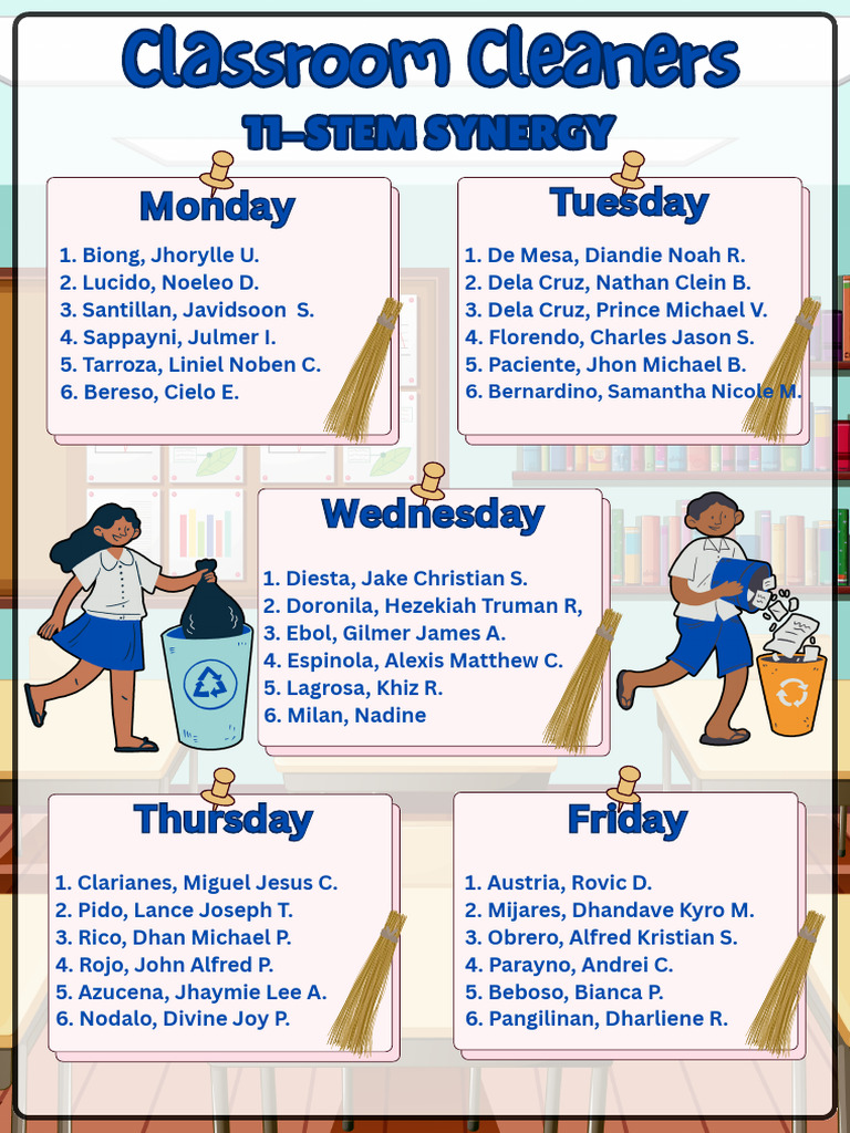 Classroom Cleaners Poster in Illustrative Background | PDF