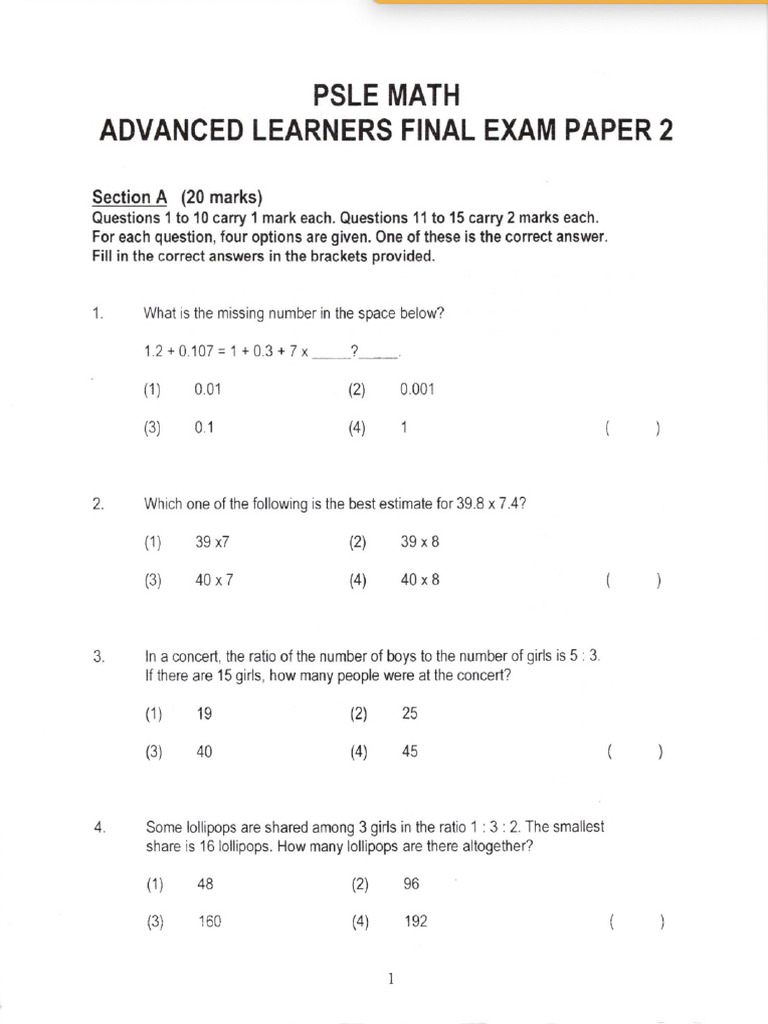 PSLE Set 2 | PDF