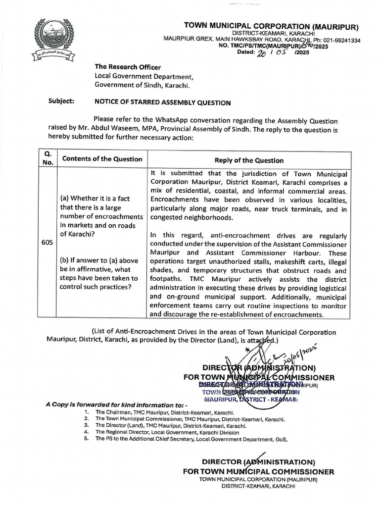 TMC Mauripur - Assembly Question | PDF