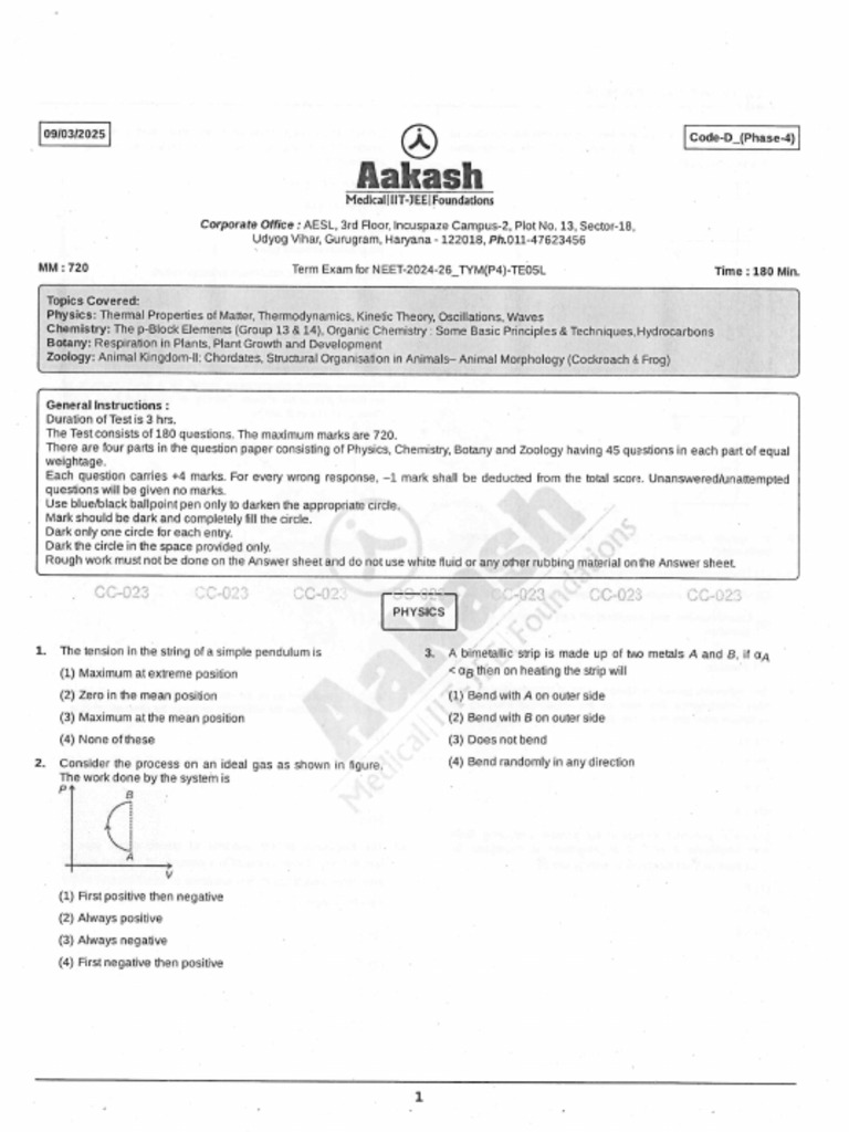 Tym Term Test 05 p4 Code - L QP | PDF