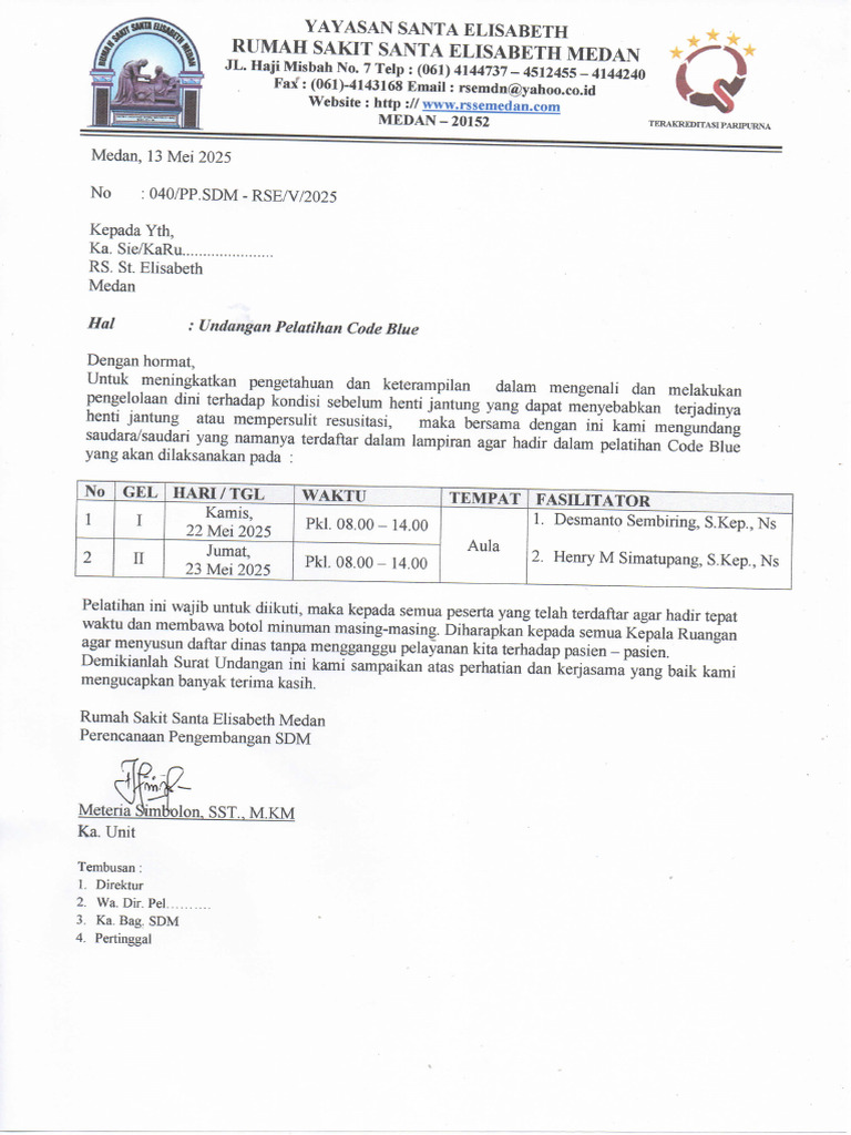 Undangan Pel EWS Dan Code Blue | PDF