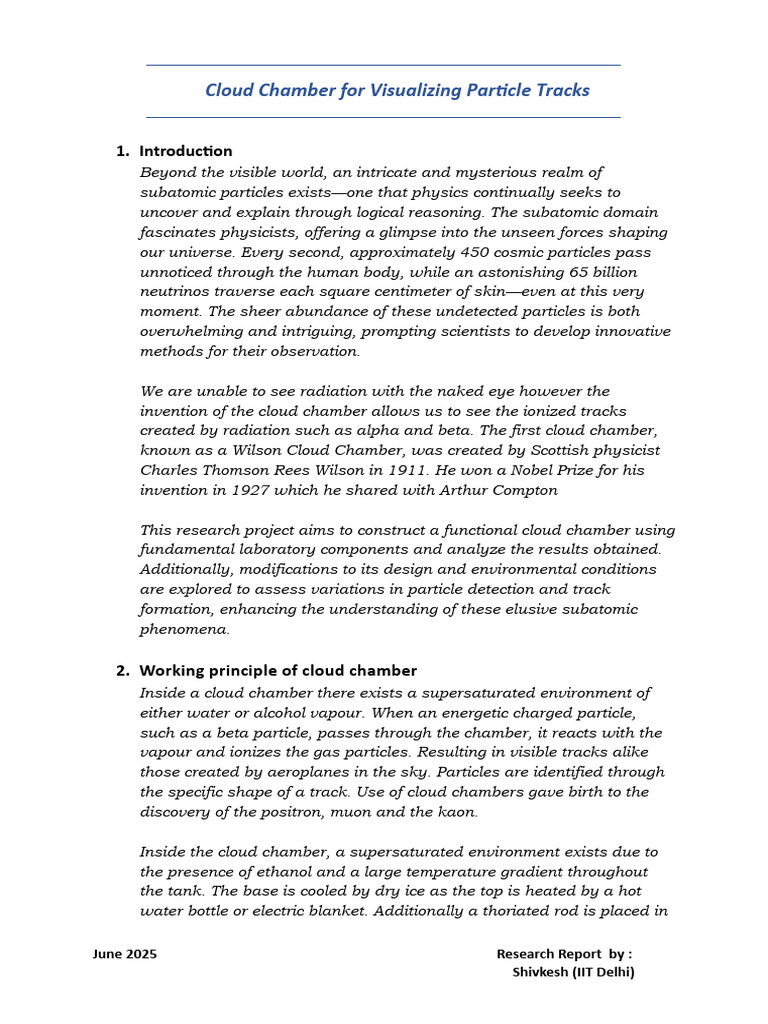 Cloud Chamber For Visualizing Real Time Particles | PDF | Physical ...