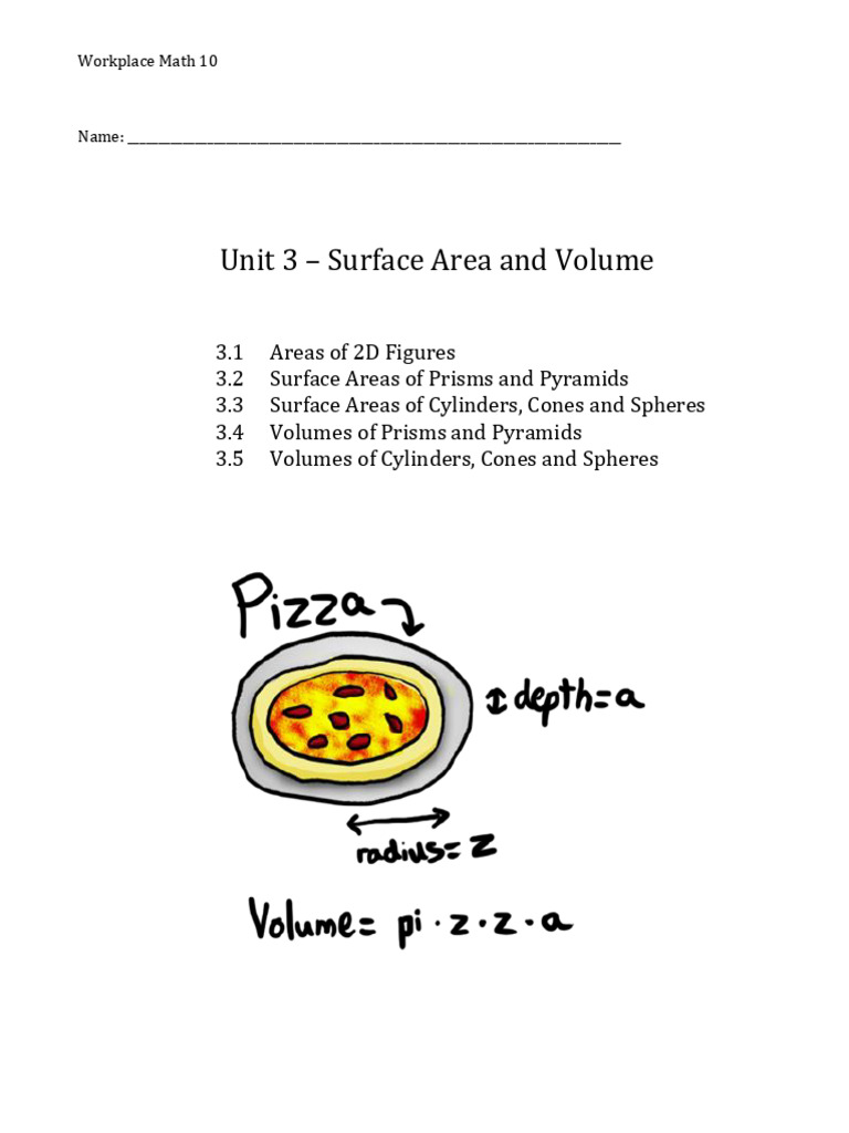 WM 10 Surface Area and Volume Booklet | PDF | Area | Volume