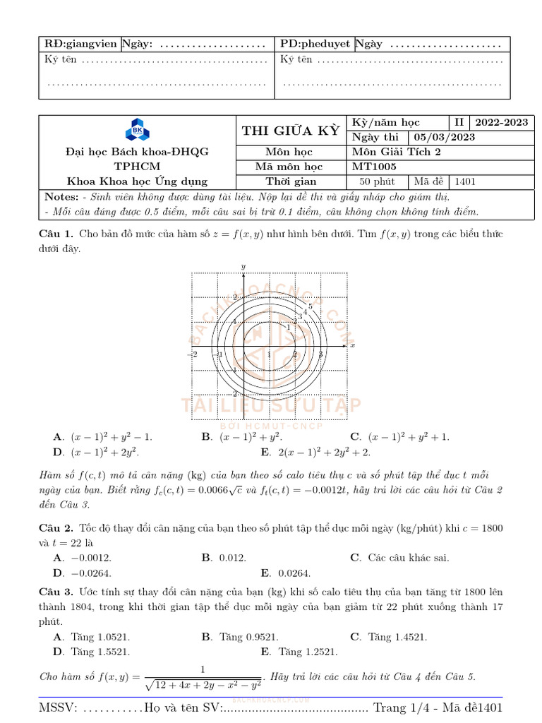 Đề HK222 CA 2 Giữa Kỳ PDF | PDF