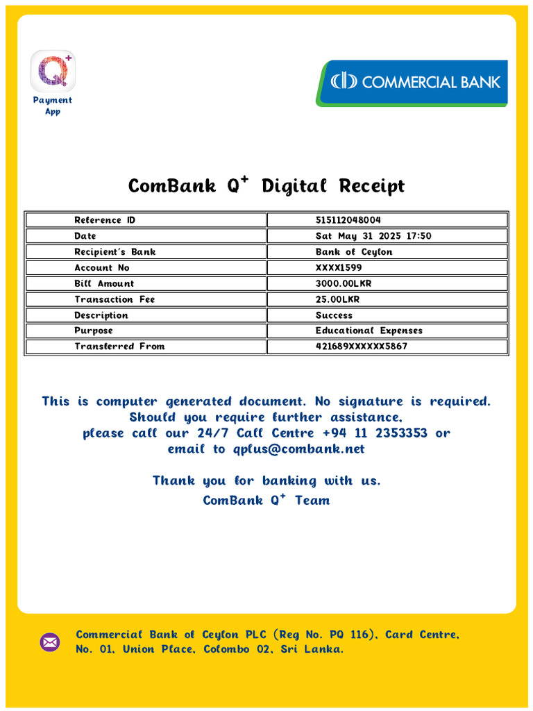 Combank Q Digital Receipt | PDF