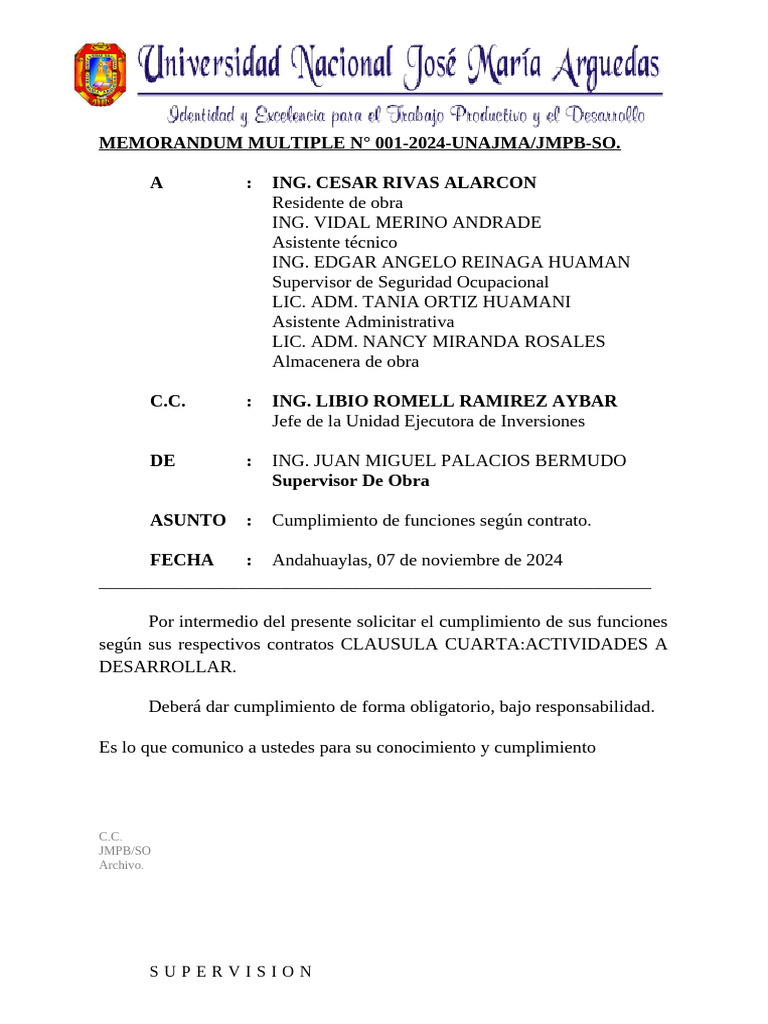 Modelo de Memorando para Cumplimiento | PDF