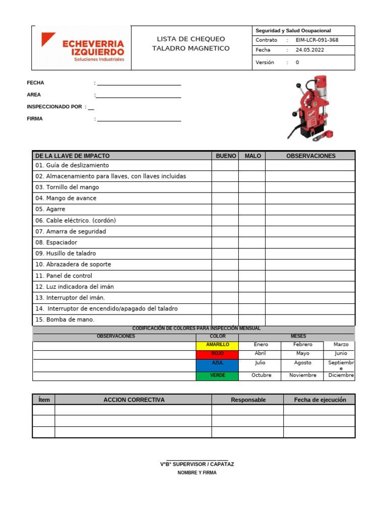 Eim-Lcr-091-368 Lista de Chequeo Taladro Magnetico | PDF