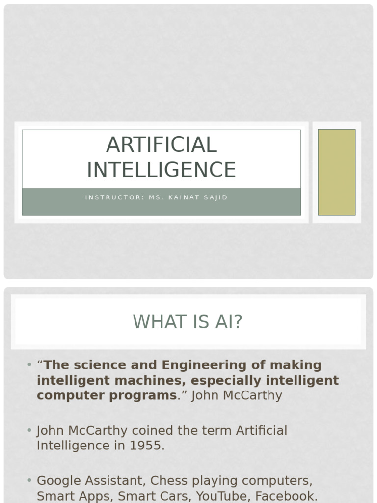 Lecture 1 - Intro and History of AI | PDF | Artificial Intelligence | Intelligence (AI) & Semantics