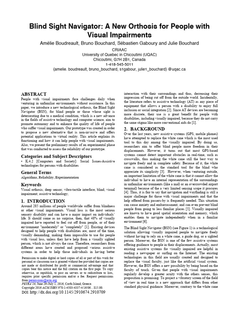 Blind Sight Navigator: Assistive Tech for Vision Impairments | PDF ...