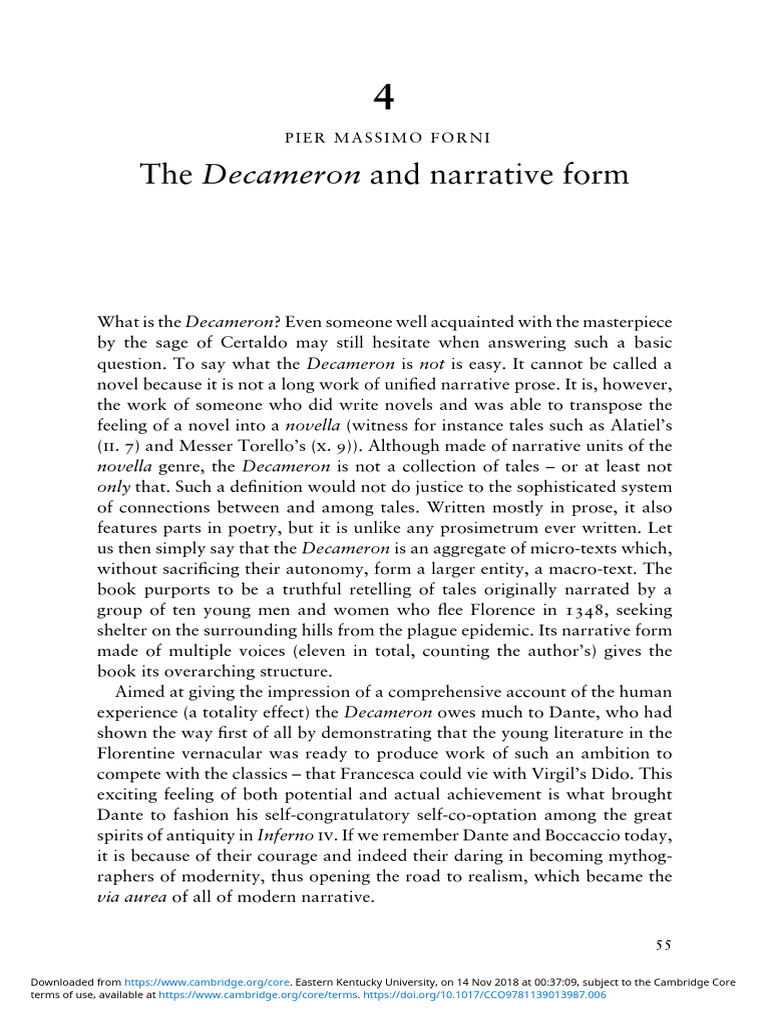 Decameron and Narrative Form | PDF | The Decameron | Giovanni Boccaccio