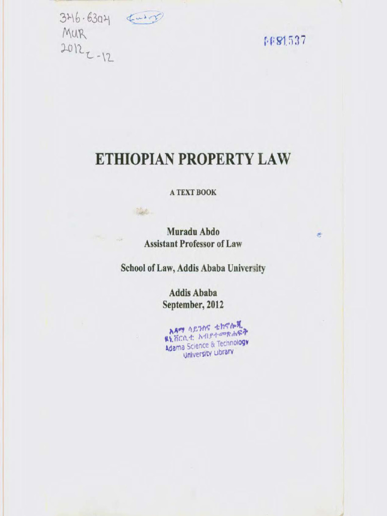 Ethiopian Property Law Textbook | PDF | Property | Ethiopia