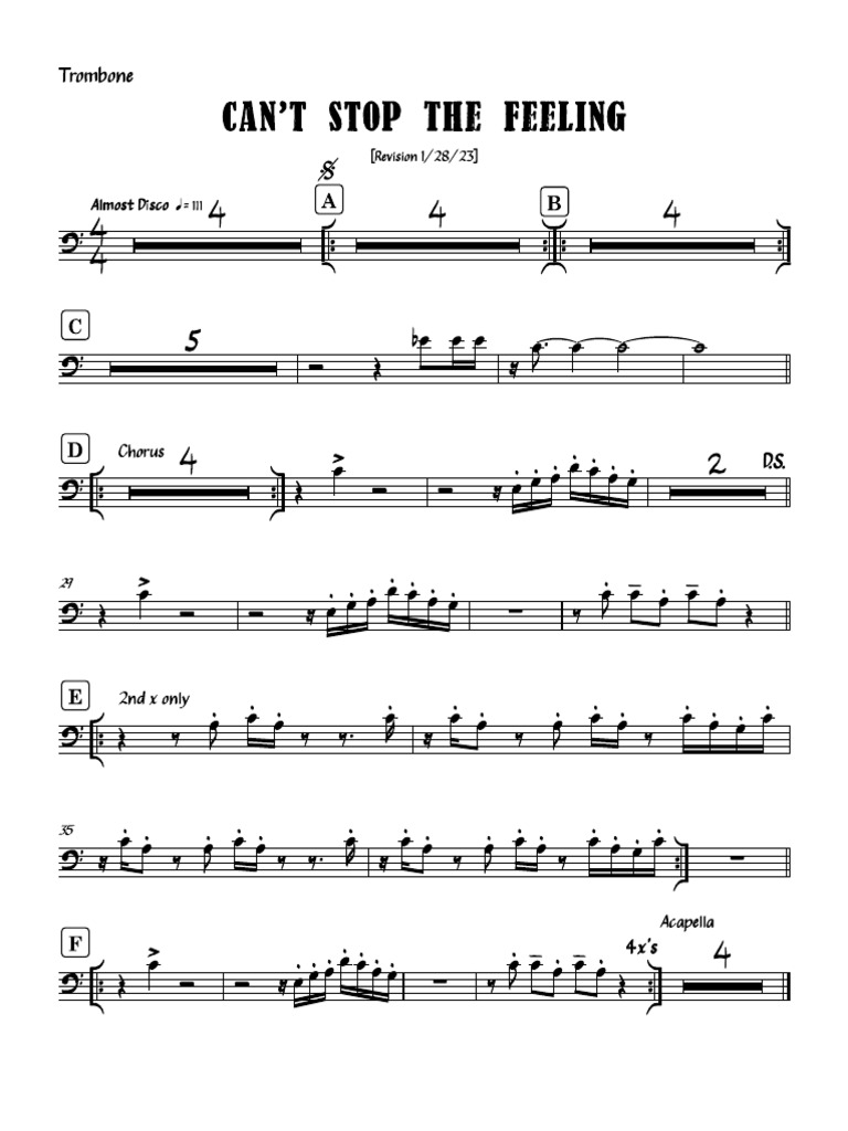 Can't Stop This Feeling Trombone | PDF