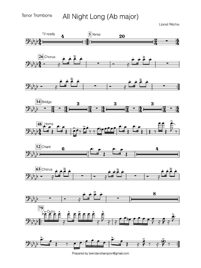 All Night Long Trombone | PDF