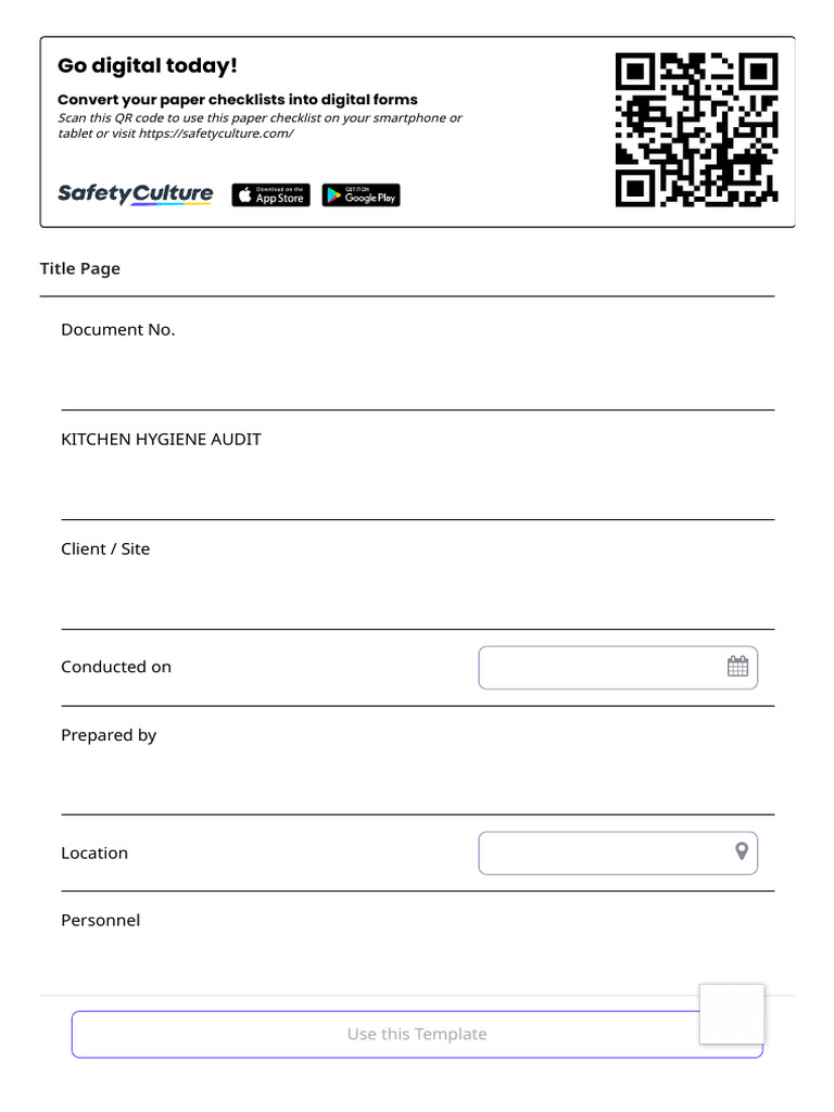Kitchen Hygiene Audit Checklist | PDF | Hygiene