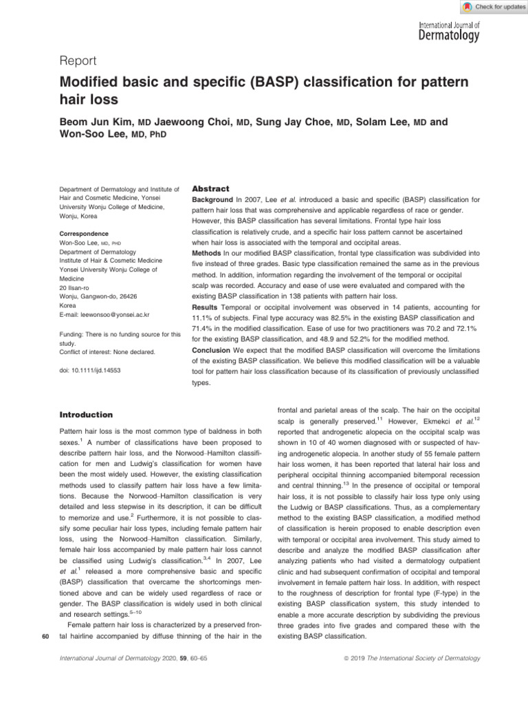 Int J Dermatology - 2019 - Kim - Modified Basic and Specific BASP Classification For Pattern ...