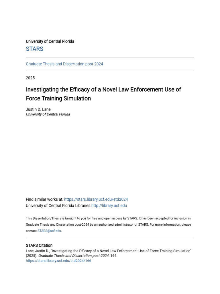 Efficacy of Law Enforcement Training Simulation | PDF | Virtual Reality ...