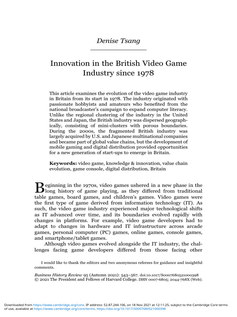 Innovation in The British Video Game Ind | PDF | Video Games | Video ...