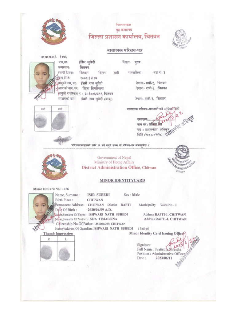 Minor Identitycard | PDF
