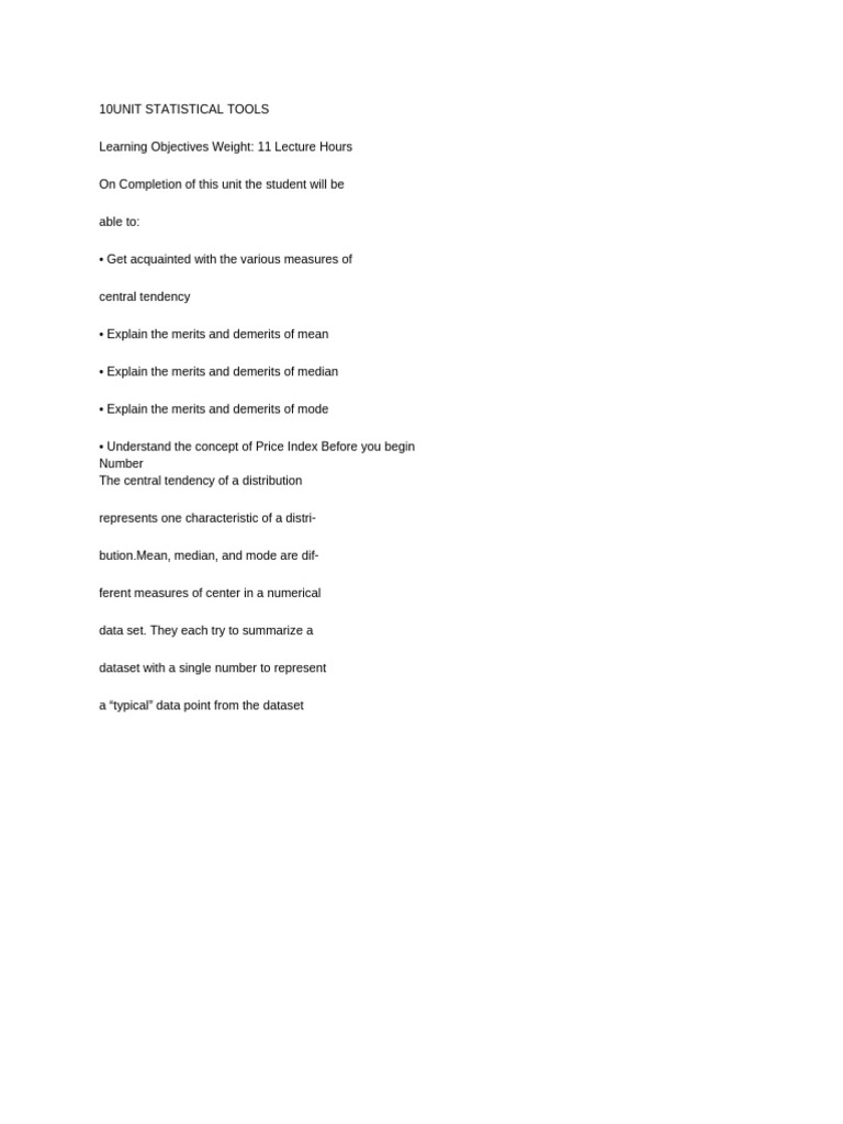 10unit Statistical Tools | PDF