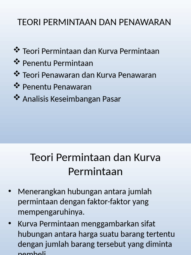 2 - Teori Permintaan Dan Penawaran | PDF
