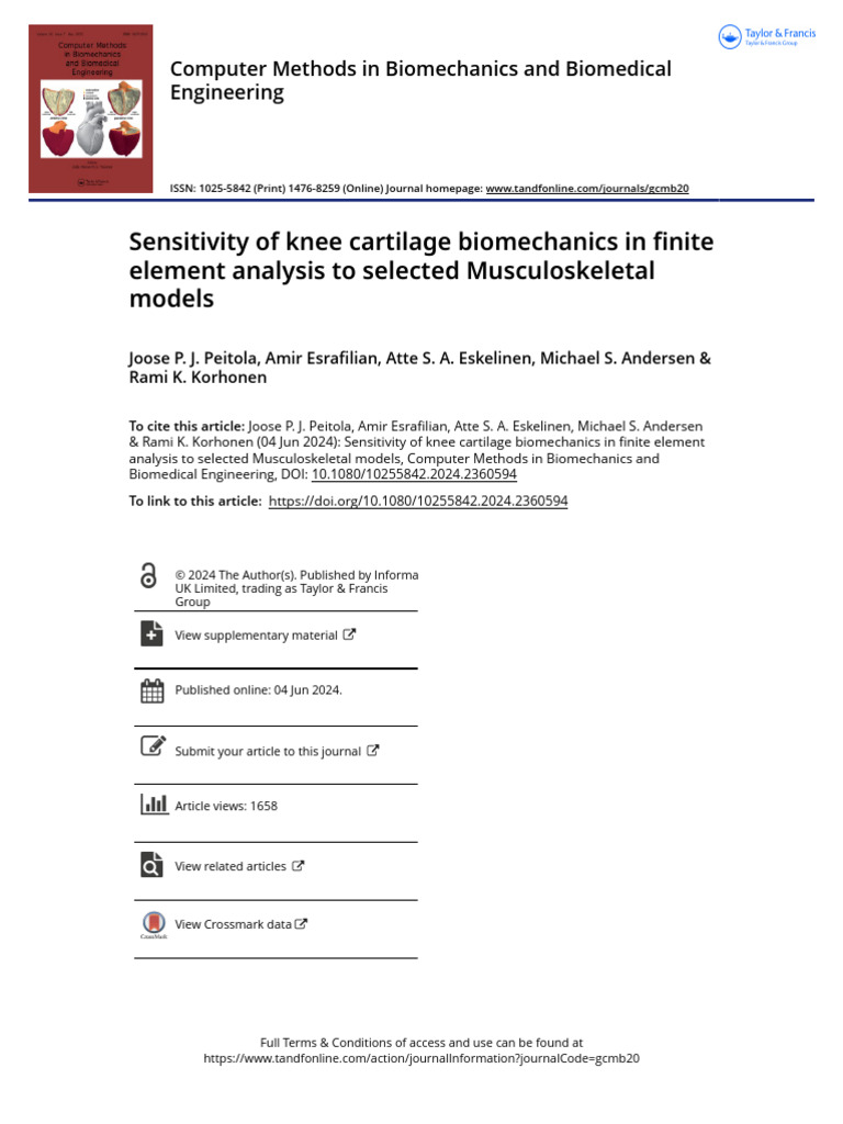 Sensitivity of Knee Cartilage Biomechanics in Finite Element Analysis To Selected ...